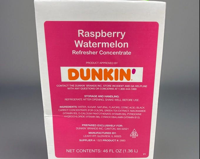 Dunkin Raspberry Watermelon Refresher Concentrate, 46oz/1.6l New Sealed ...