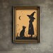 Halloween Art Print Witch and Her Cat Wall Art, Whimsical Halloween ...