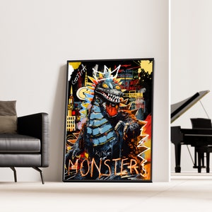 Godzilla Gojira - King of the Monsters - Jean Michel Basquiat Inspired ...