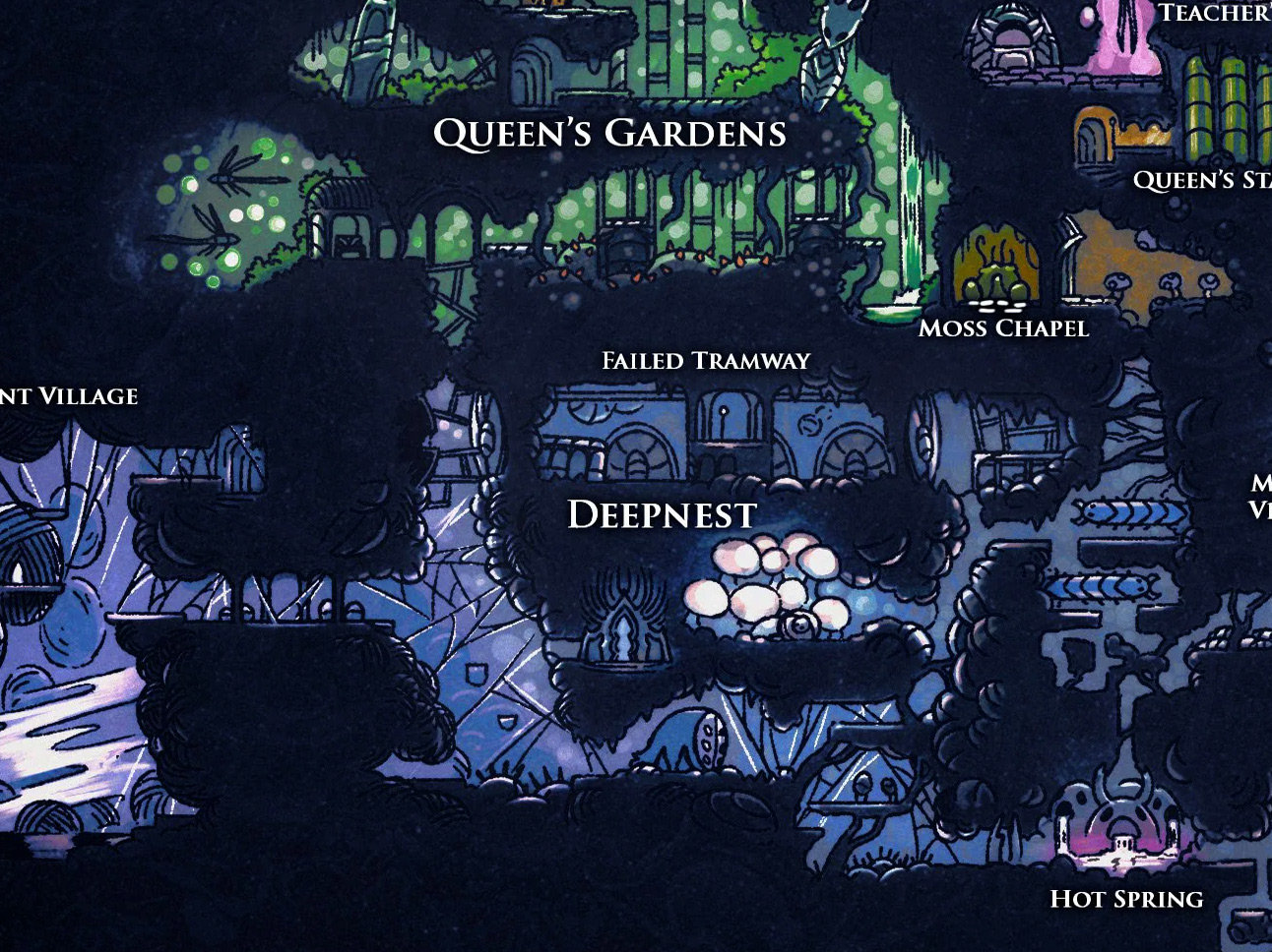 Hollow Knight Map Poster, Game Art Wall Decor, Hallownest World Map ...