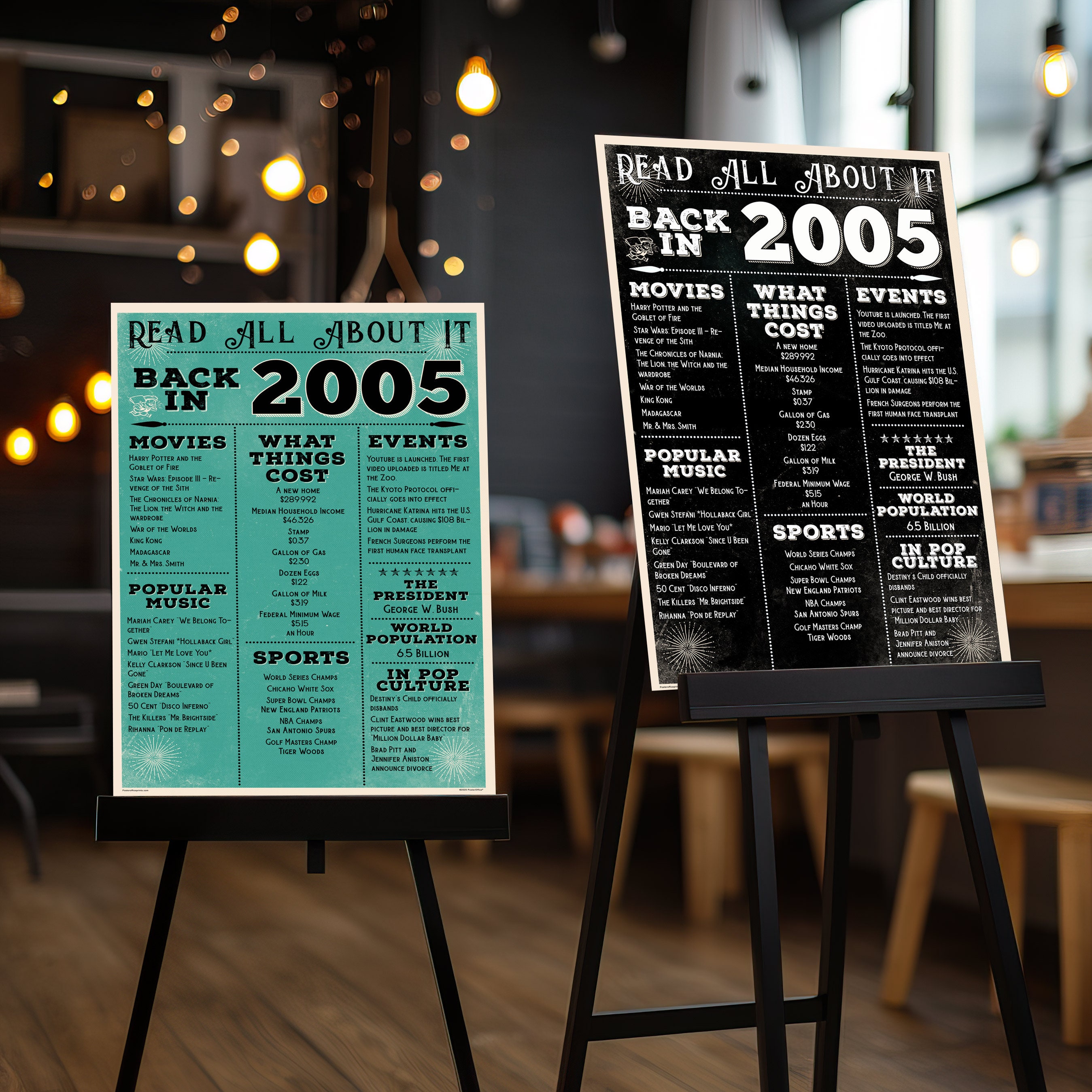 Back in 2005 ( the Year You Were Born ) PRINTABLE Birthday Poster ...