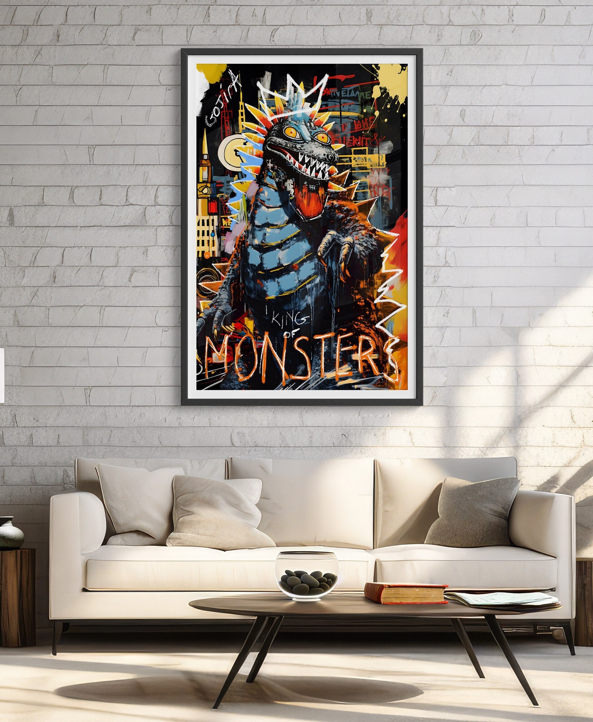 Godzilla Gojira - King of the Monsters - Jean Michel Basquiat Inspired ...