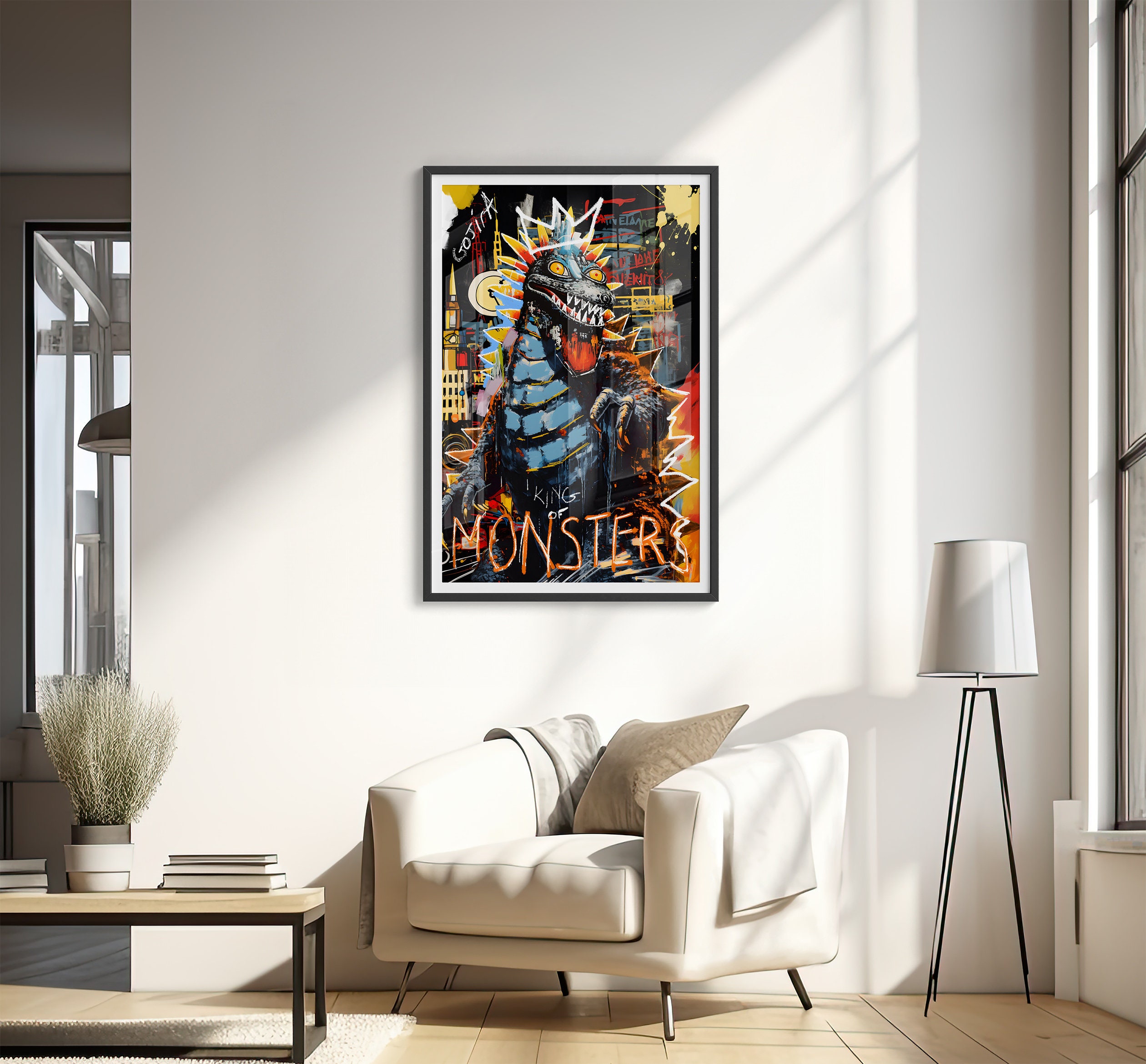 Godzilla Gojira King of the Monsters Jean Michel Basquiat Inspired Pop ...