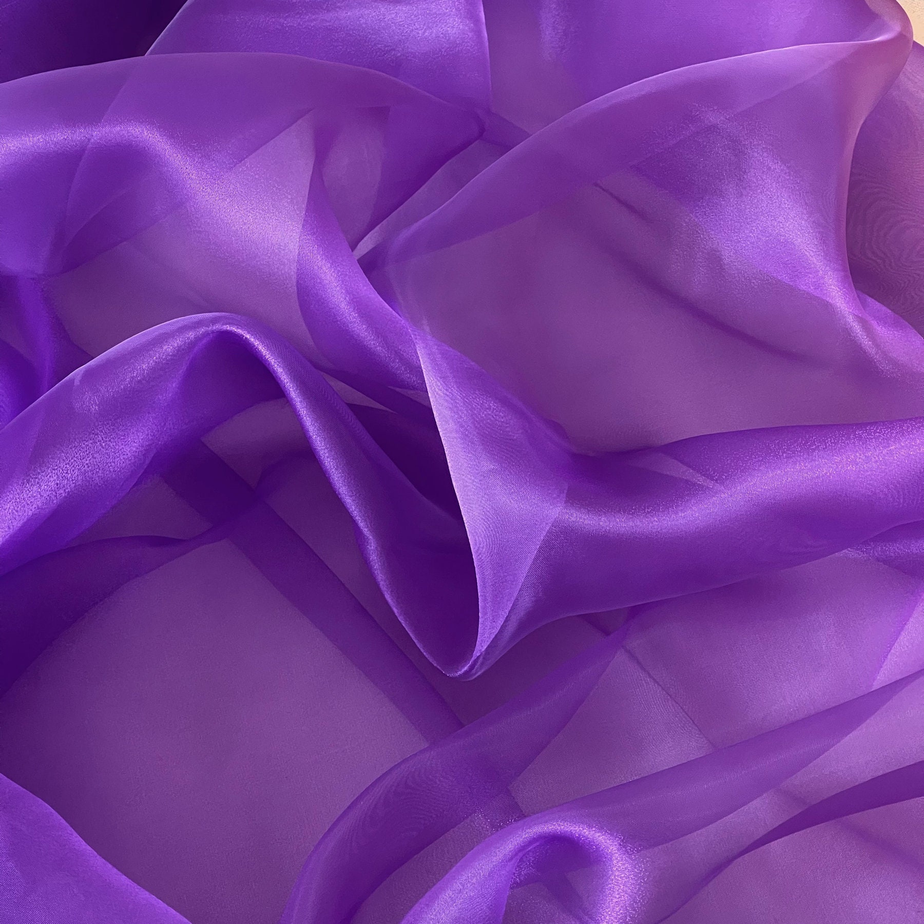 Purple Crystal Organza Fabric by the Yard, Purple Sheer Organza Fabric ...