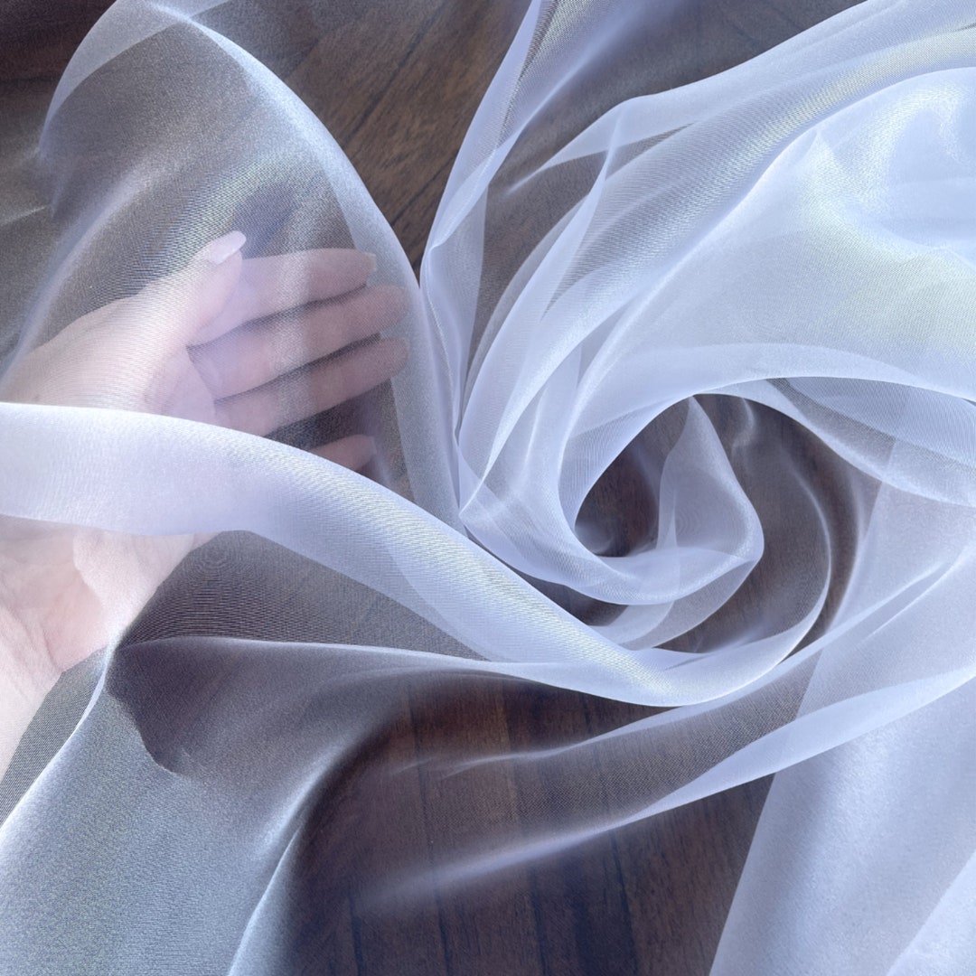 White Crystal Organza Fabric by the Yard, White Sheer Organza Fabric ...
