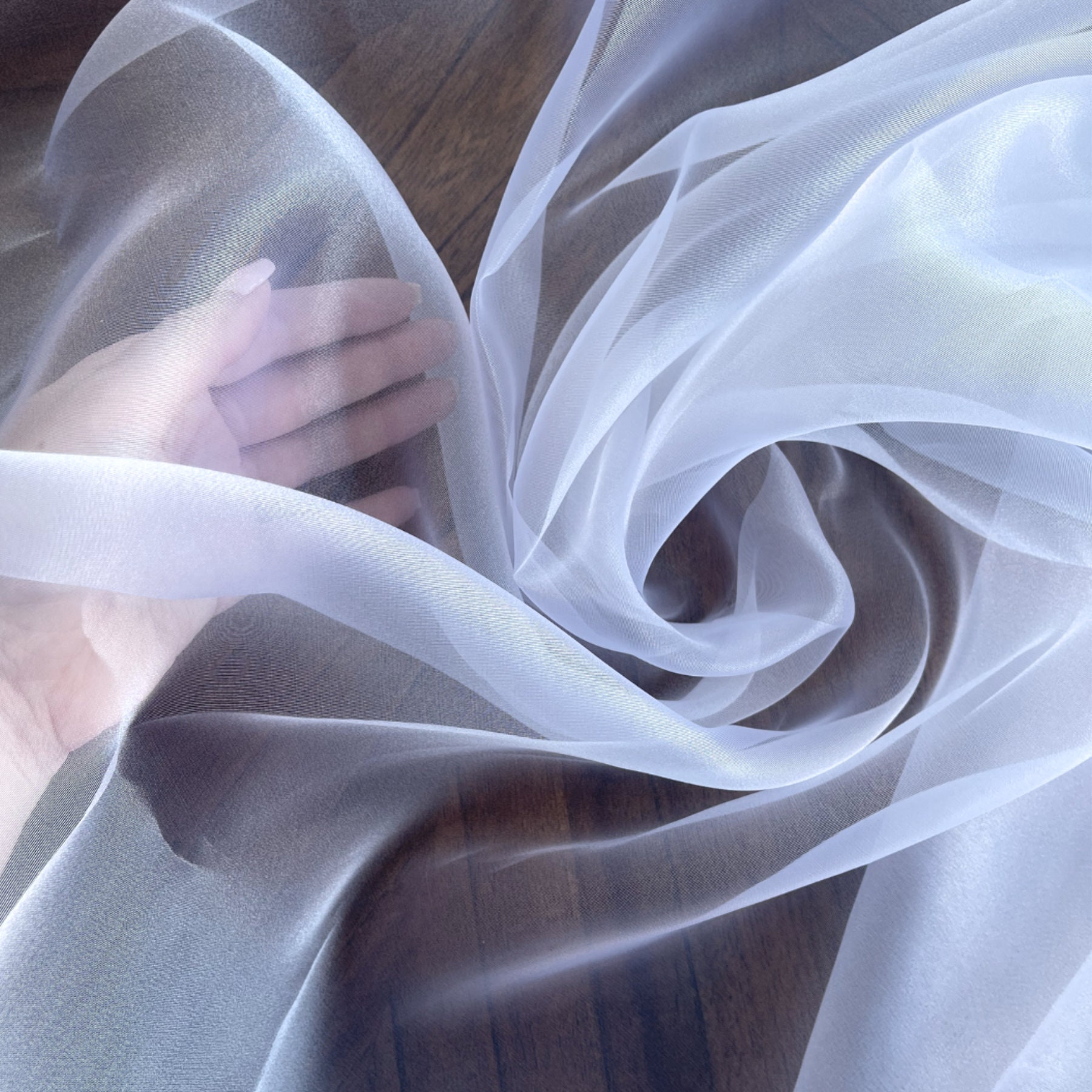 White Crystal Organza Fabric by the Yard, White Sheer Organza Fabric ...