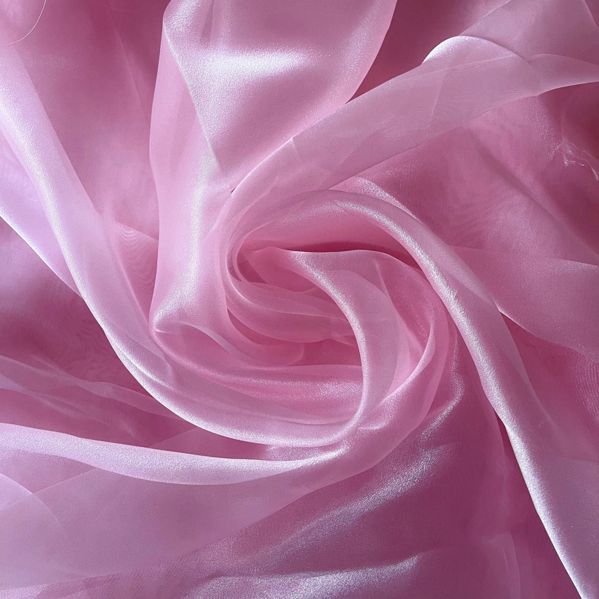 Light Pink Crystal Organza Fabric by the Yard, Baby Pink Sheer Organza ...