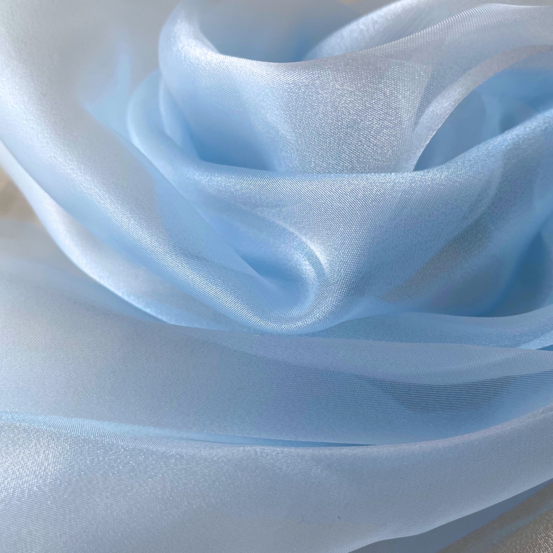 Baby Blue Crystal Organza Fabric by the Yard, Light Blue Sheer Organza ...