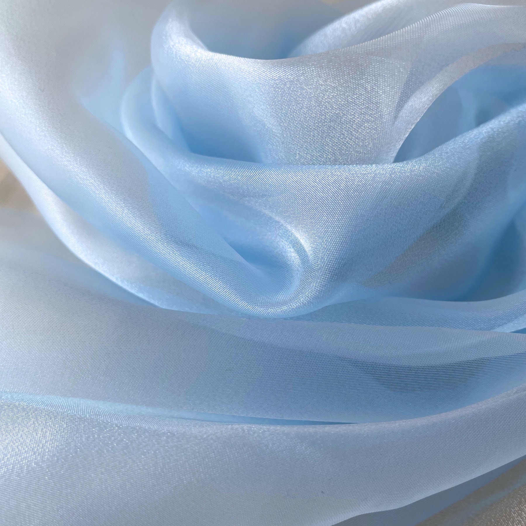 Baby Blue Crystal Organza Fabric by the Yard, Light Blue Sheer Organza ...