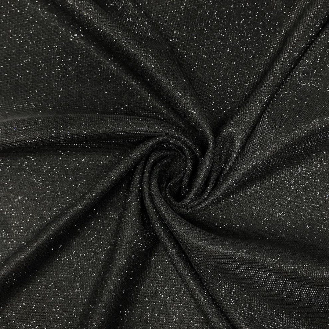 Black Metallic Stretch Lurex Glitter Fabric, Shimmer Fabric for Apparel ...