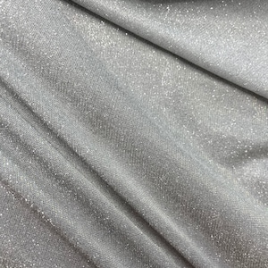 Silver Metallic Stretch Lurex Glitter Fabric, Shimmer Fabric for ...