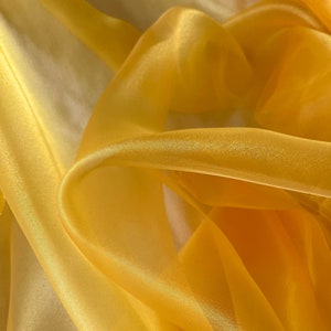 Yellow Crystal Organza Fabric by the Yard, Yellow Sheer Organza Fabric ...
