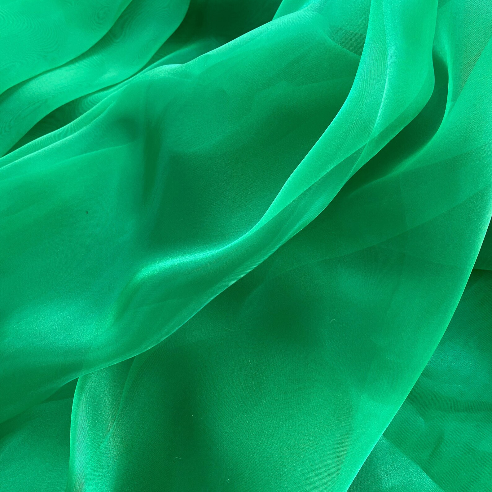 Green Crystal Organza Fabric by the Yard, Kelly Green Sheer Organza ...