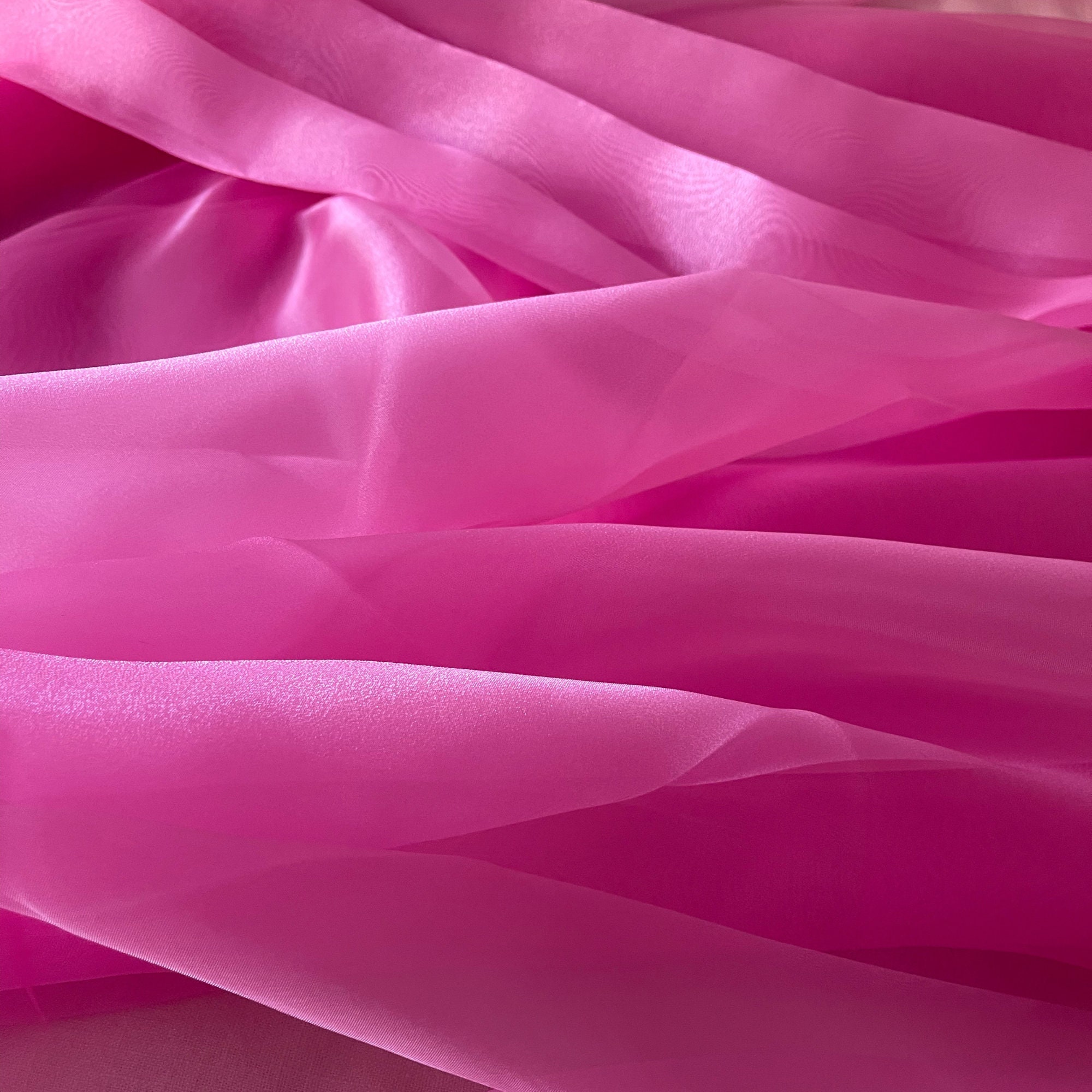 Hot Pink Crystal Organza Fabric by the Yard Neon Pink Sheer - Etsy