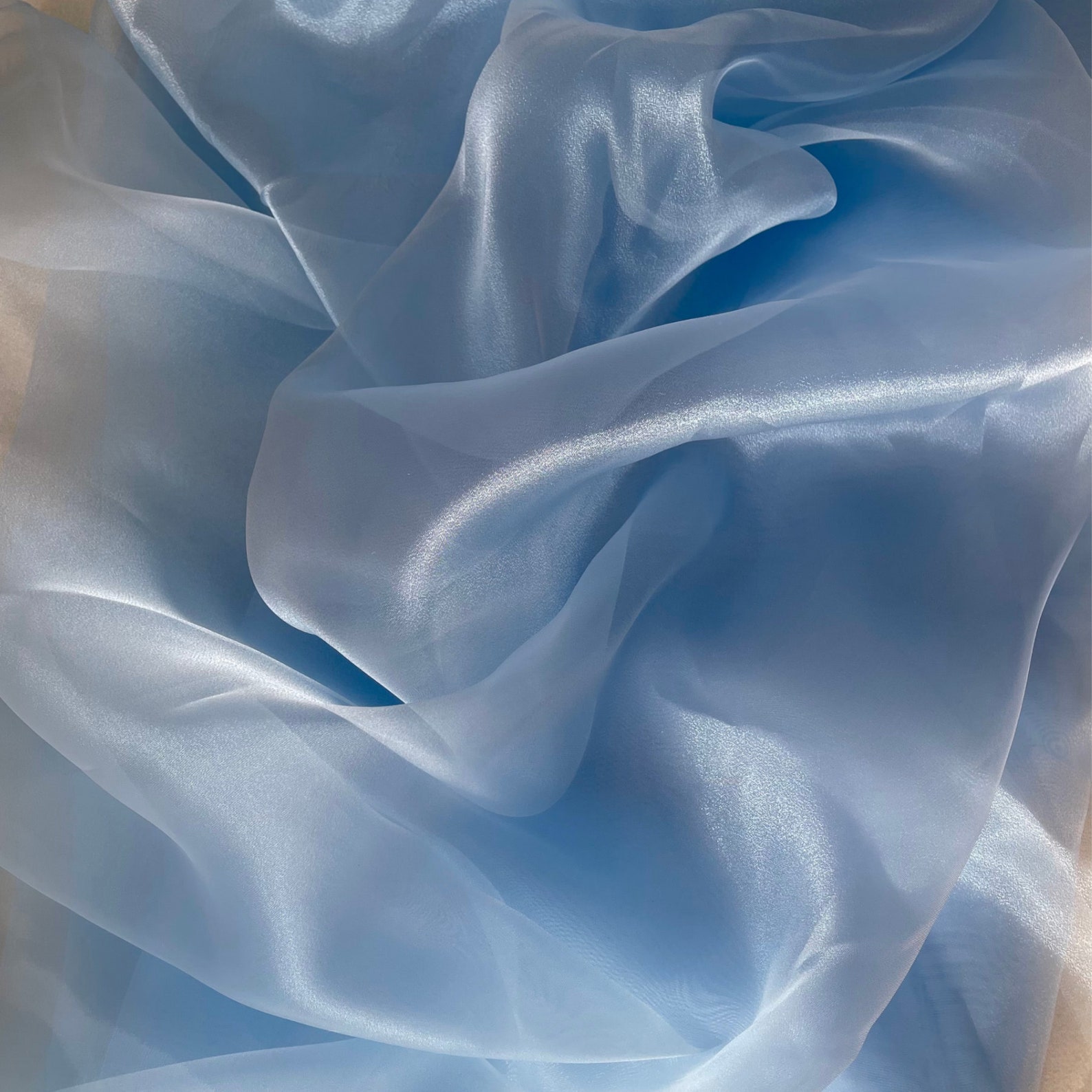Baby Blue Crystal Organza Fabric by the Yard, Light Blue Sheer Organza ...