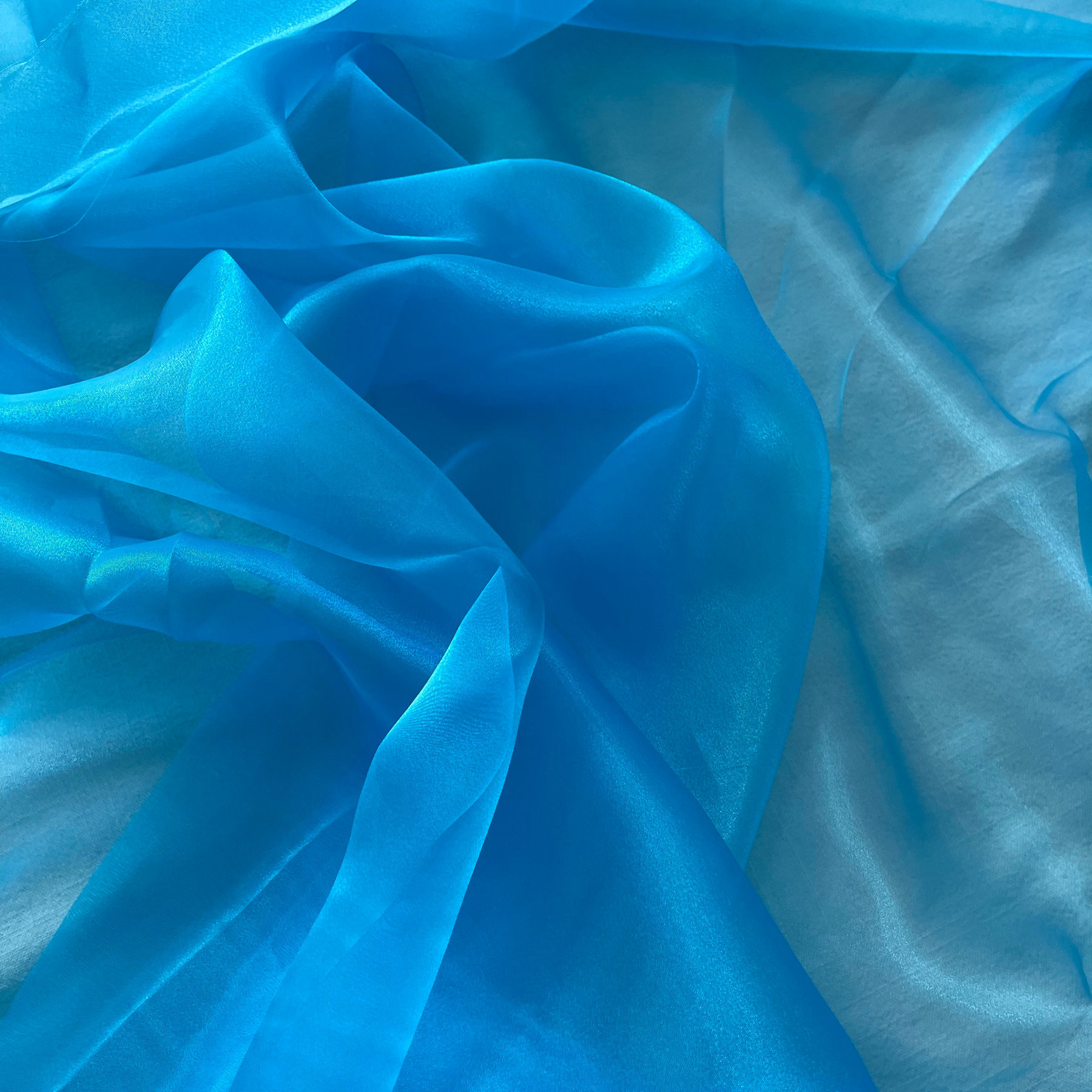 Teal Blue Crystal Organza Fabric by the Yard, Azure Sheer Organza ...