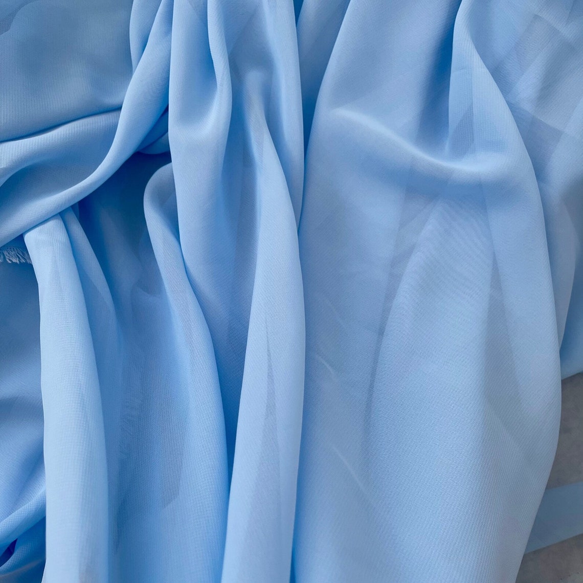 Light Blue Chiffon See Through Fabric, Baby Blue Chiffon Fabric by Yard ...