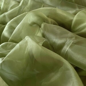 Olive Green Crystal Organza Fabric by the Yard, Olive Sheer Organza ...