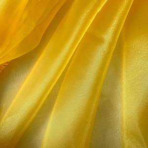 Yellow Crystal Organza Fabric by the Yard, Yellow Sheer Organza Fabric ...