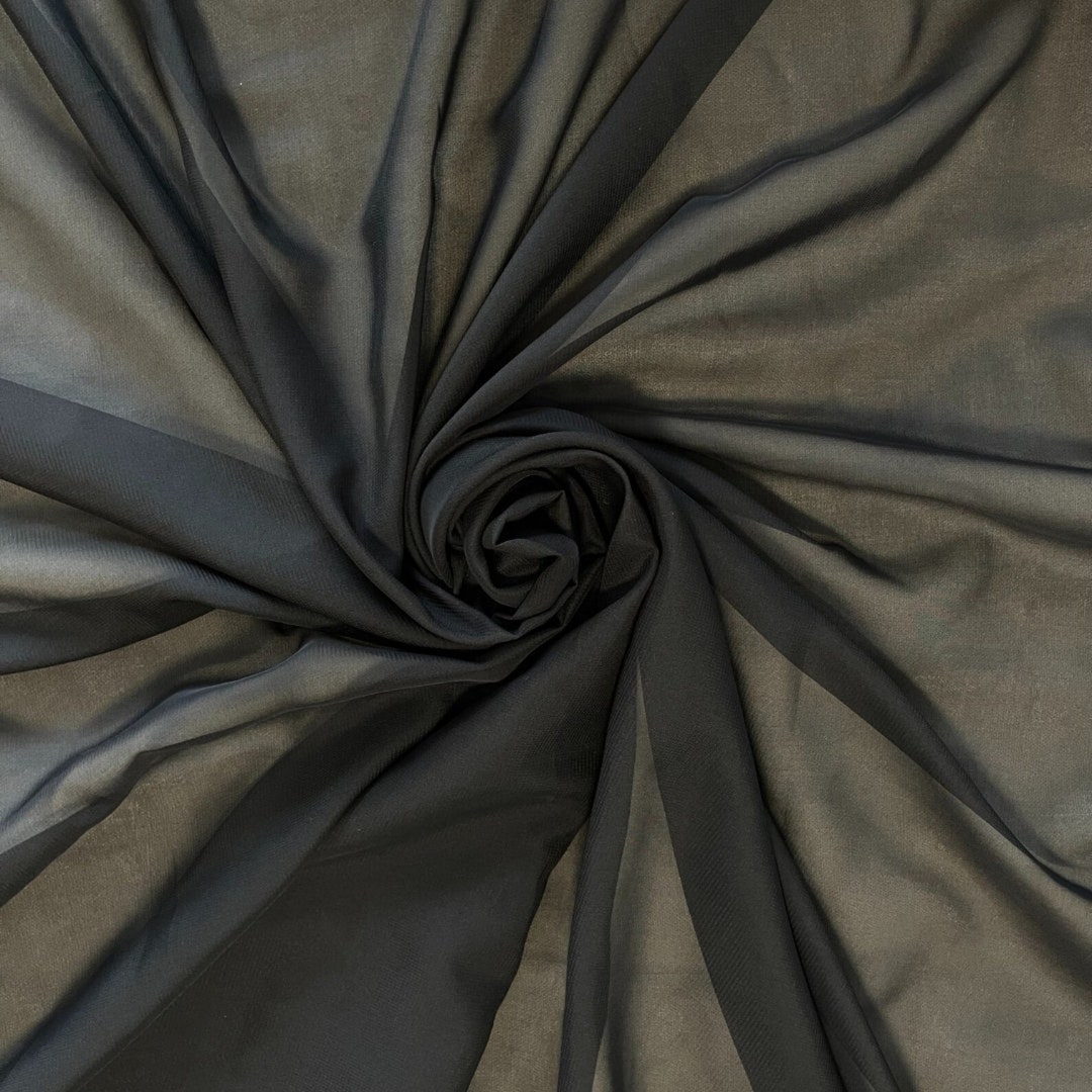Black Chiffon Sheer Fabric by Yard, Black Gauzy Material Lightweight ...
