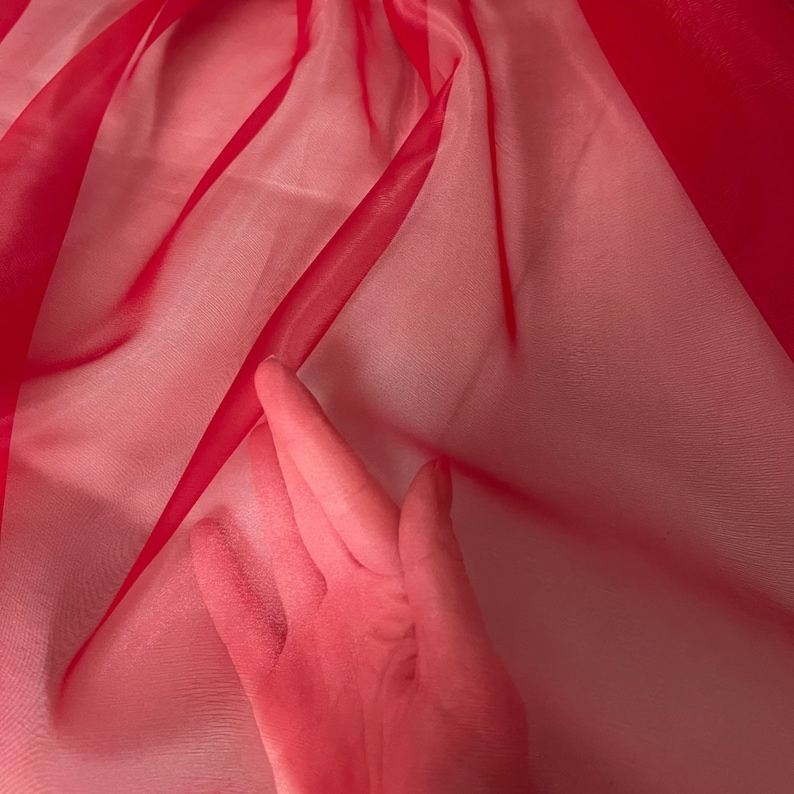 Red Crystal Organza Fabric by the Yard, Red Sheer Organza Fabric for ...