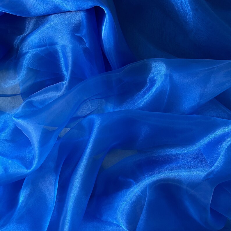 Royal Blue Crystal Organza Fabric by the Yard,lightweight Blue Material ...