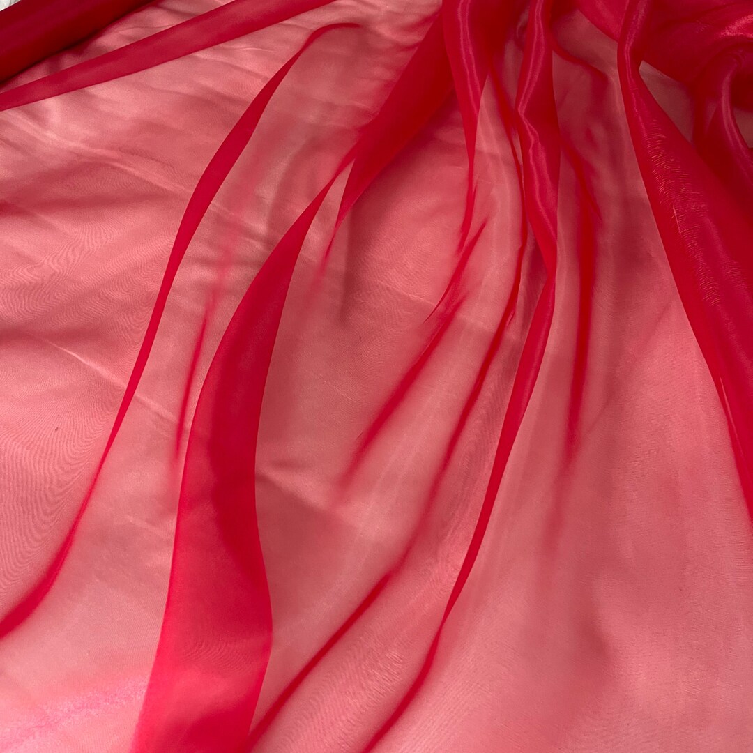 Red Crystal Organza Fabric by the Yard, Red Sheer Organza Fabric for ...