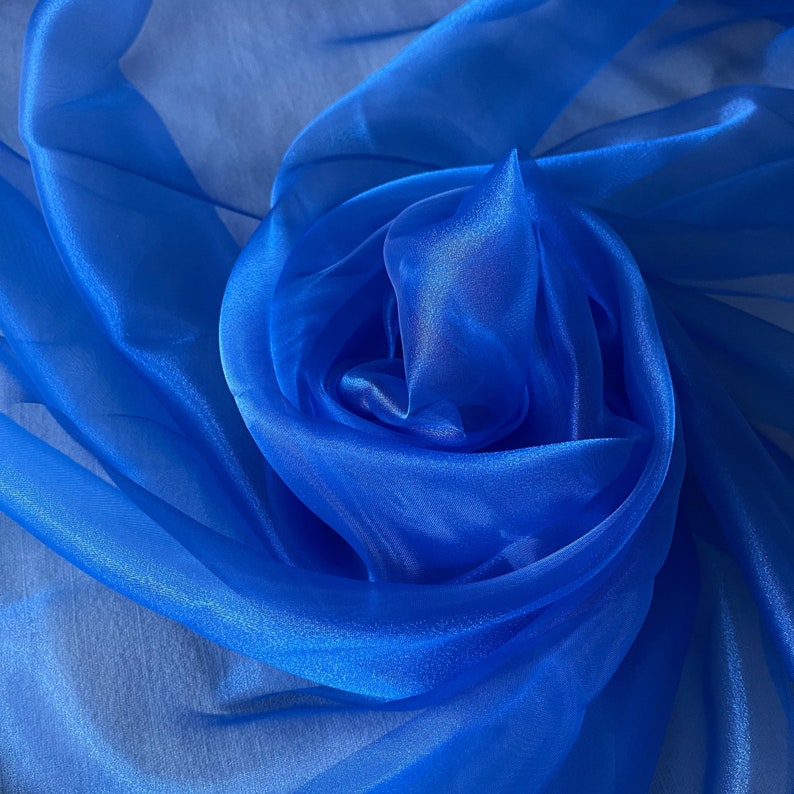 Royal Blue Crystal Organza Fabric by the Yard,lightweight Blue Material ...