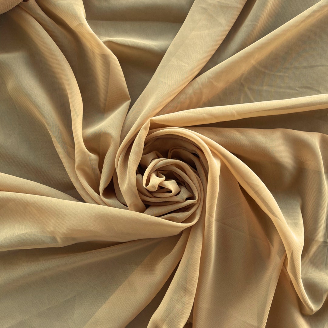 Beige Chiffon Fabric by Yard, Plain Woven Champagne Fabric, Polyester ...
