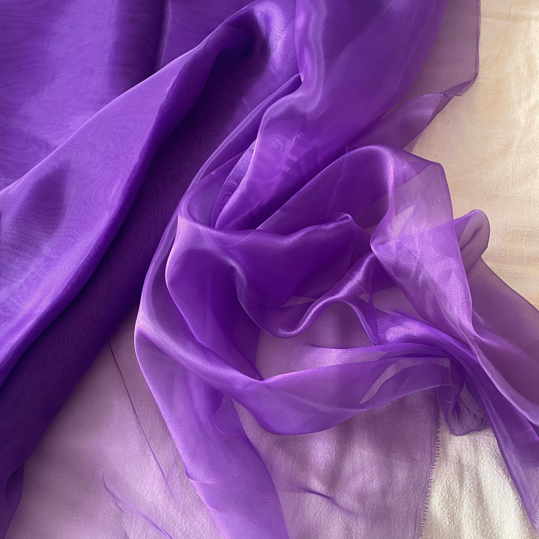 Purple Crystal Organza Fabric by the Yard, Purple Sheer Organza Fabric ...