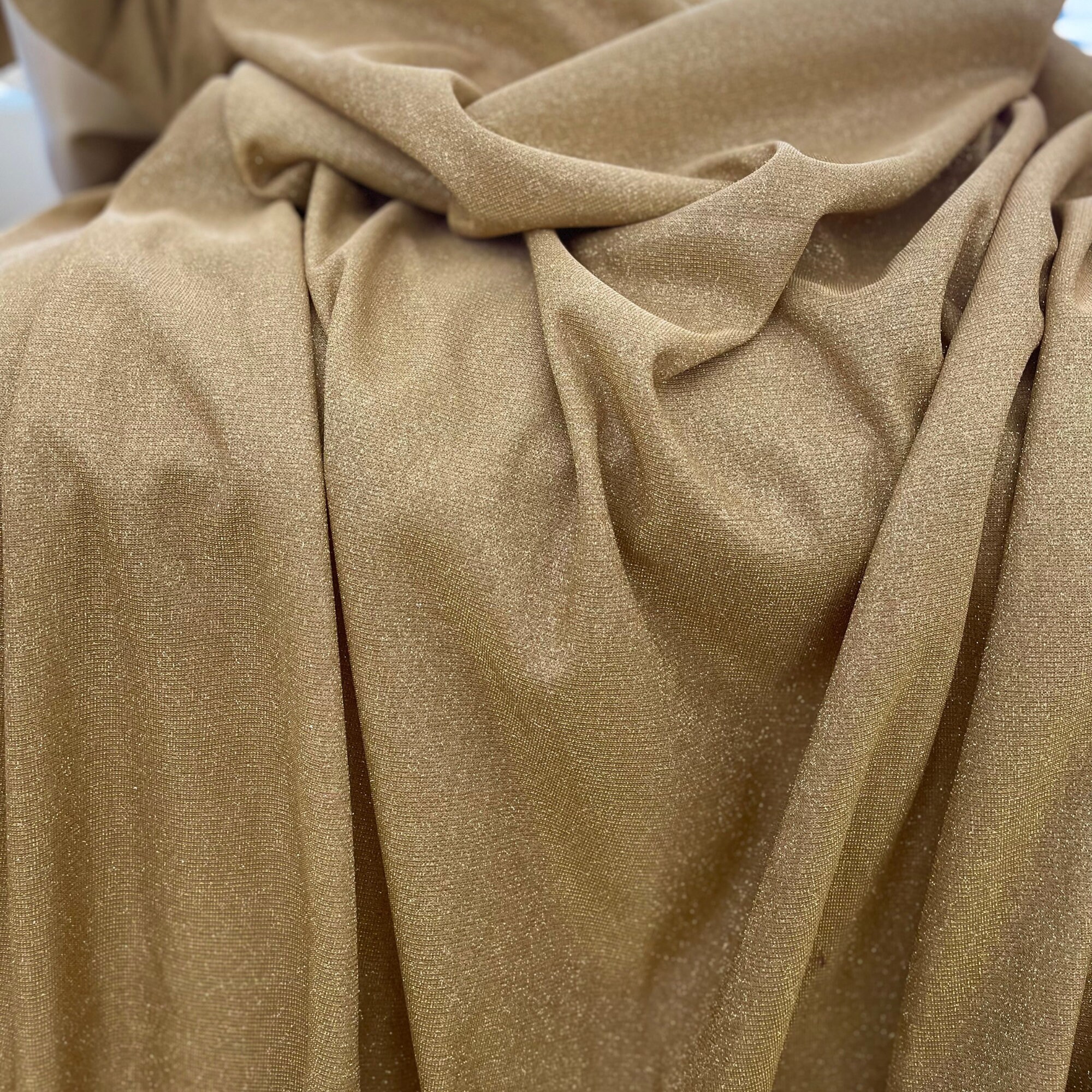 Gold Metallic Stretch Lurex Glitter Fabric, Shimmer Fabric for Apparel ...