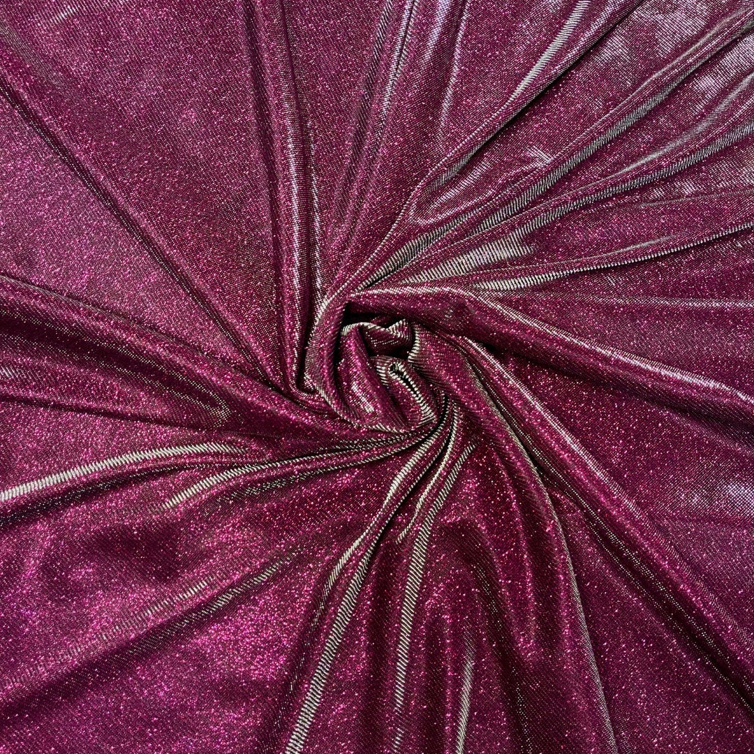 Burgundy Metallic Lurex Glitter Fabric, Knit Shimmer Fabric for Gown ...