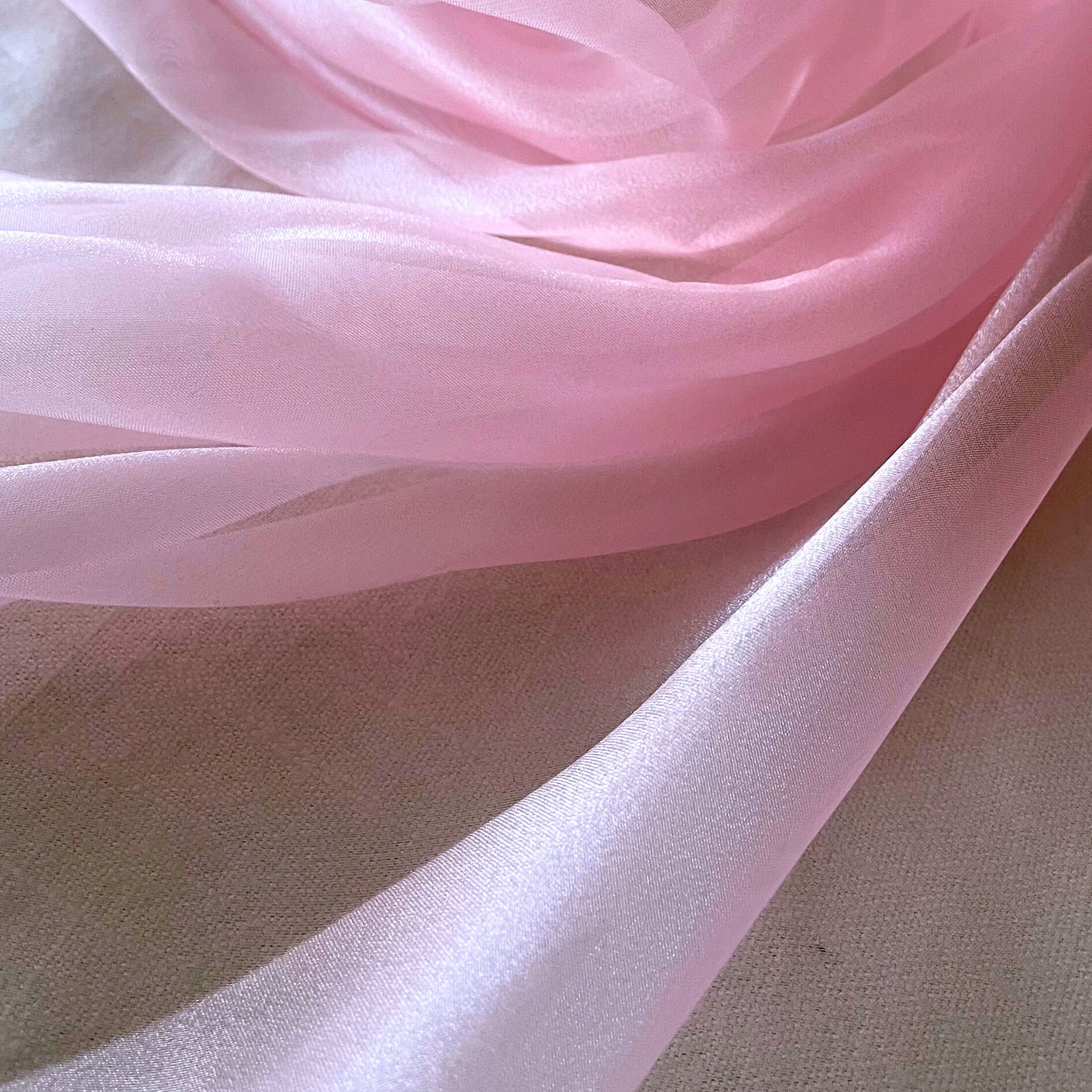 Light Pink Crystal Organza Fabric by the Yard, Baby Pink Sheer Organza ...