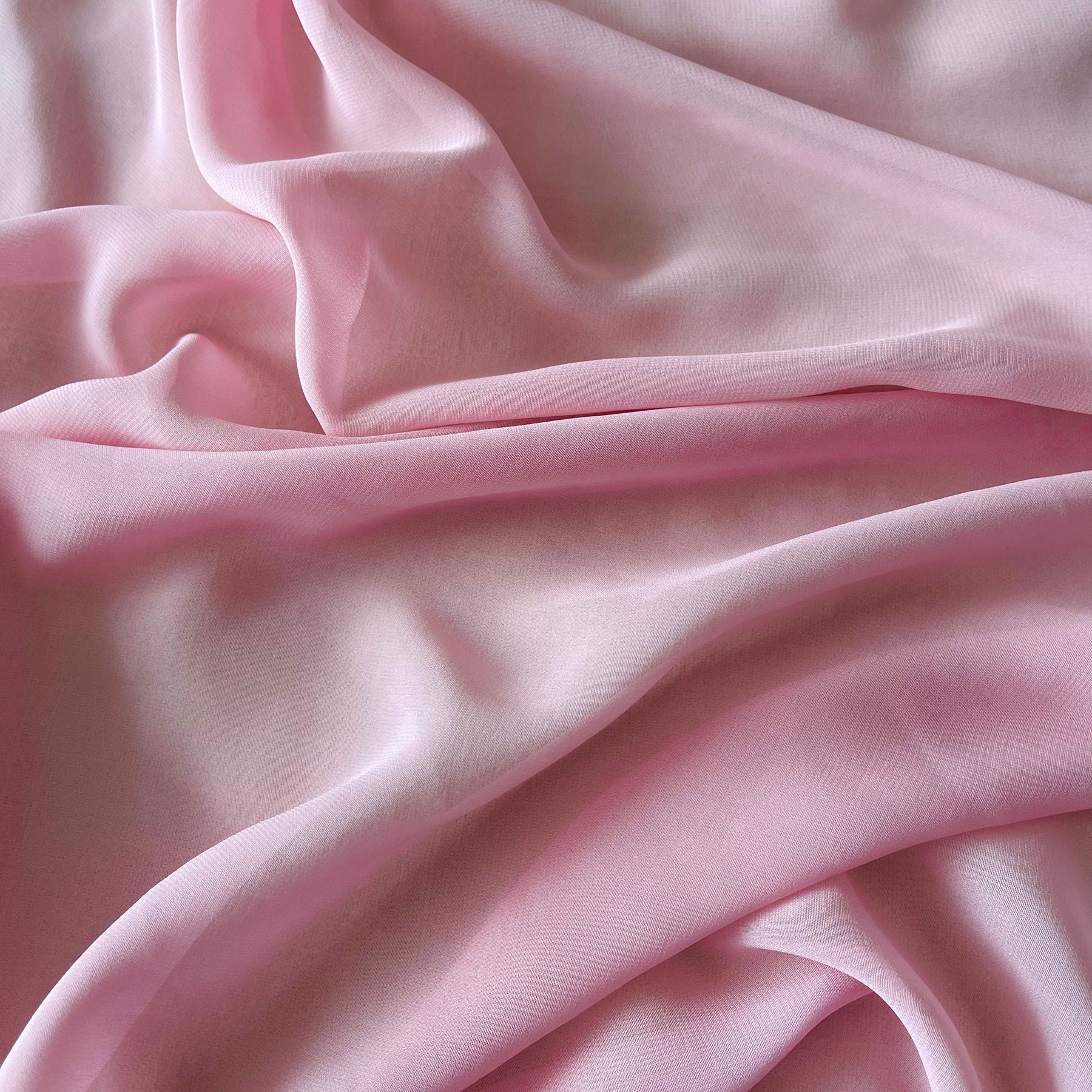 Baby Pink Chiffon Fabric Pink See Through Fabric for Scarf, Gown, Dress ...