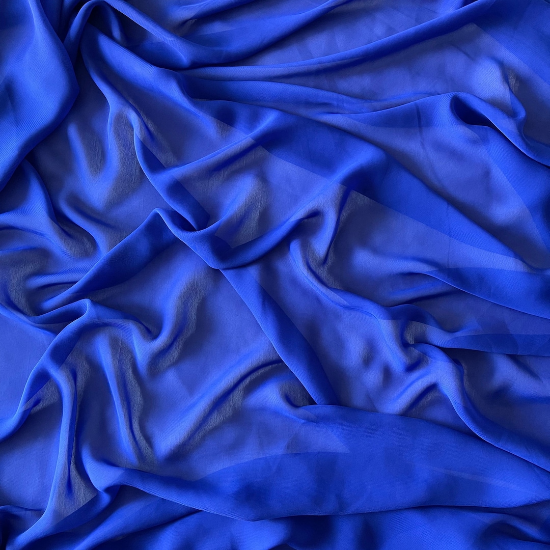 Royal Blue Chiffon Fabric by Yard, Sheer Blue Fabric See Through Solid ...