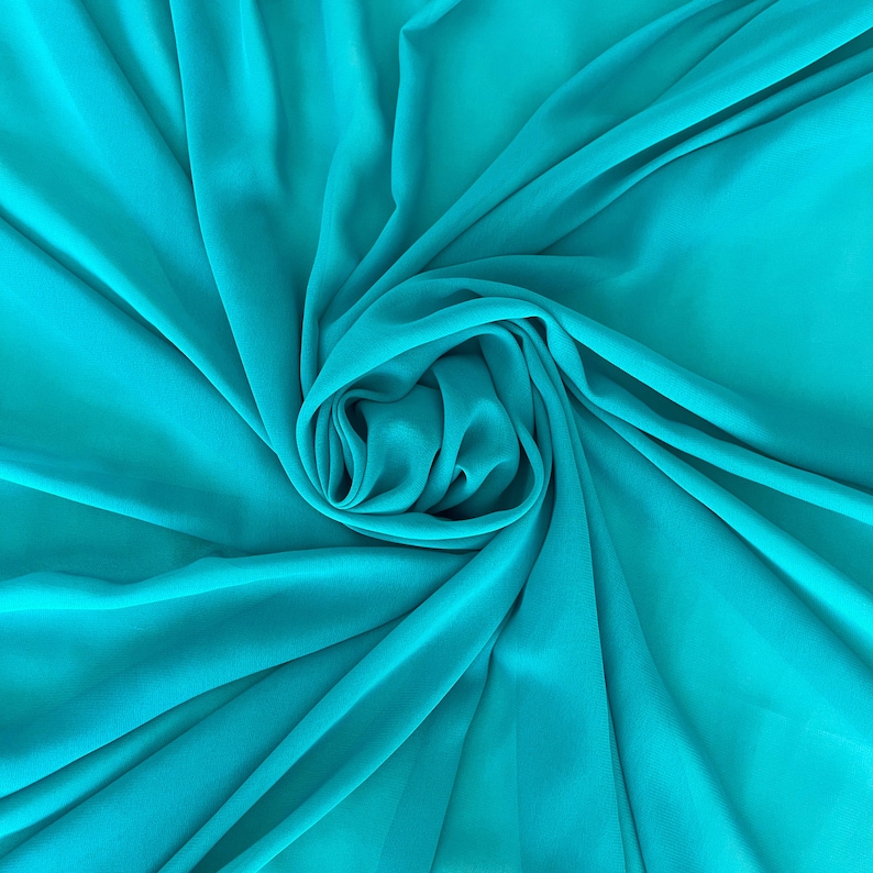 Aqua Green Chiffon Sheer See Through Fabric, Green Solid Chiffon by ...