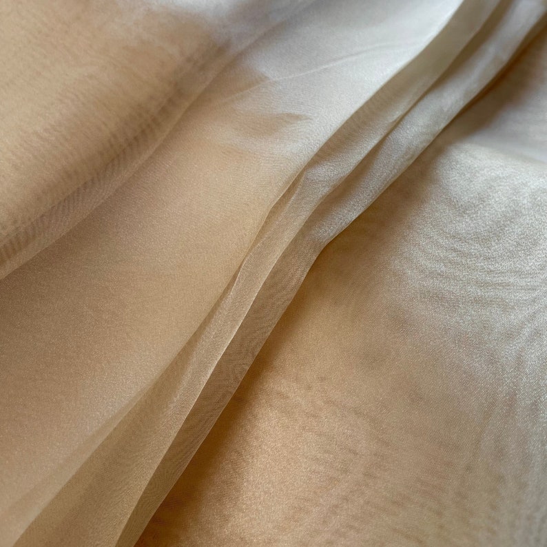 Gold Crystal Organza Fabric by the Yard Champagne Sheer Organza Fabric ...