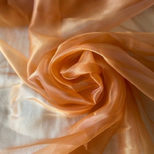 Orange Crystal Organza by the Yard, Sheer Orange Fabric, See Through ...