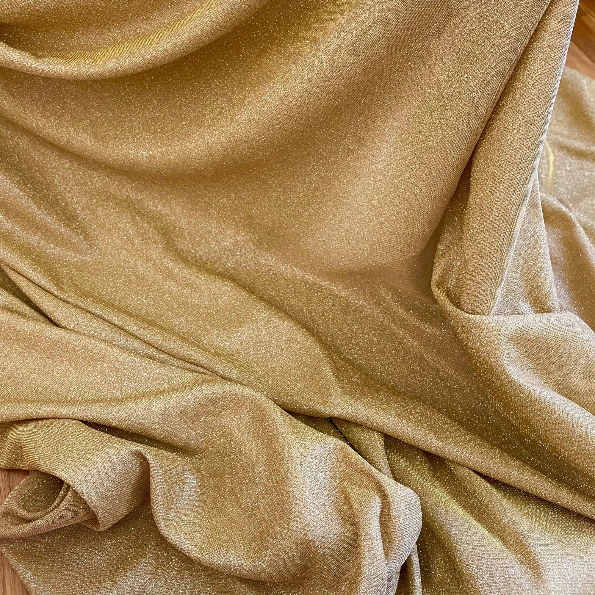 Gold Metallic Stretch Lurex Glitter Fabric, Shimmer Fabric for Apparel ...