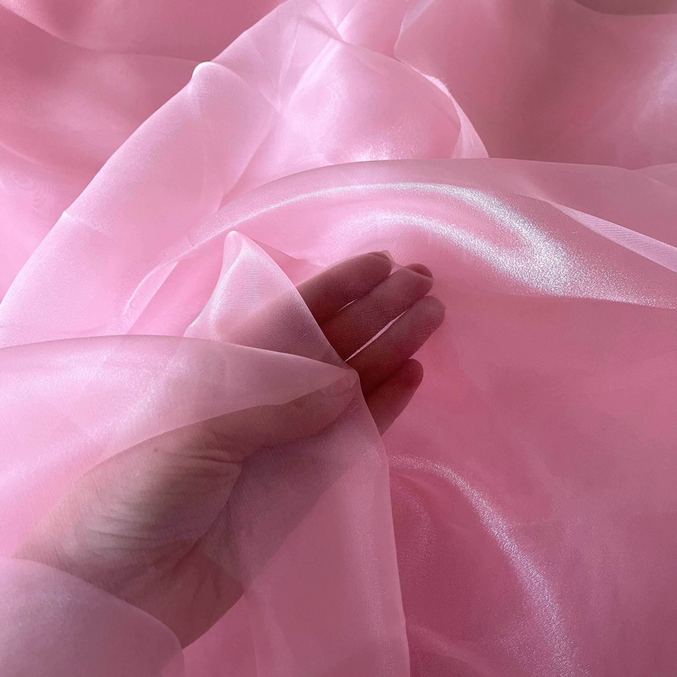 Light Pink Crystal Organza Fabric by the Yard, Baby Pink Sheer Organza ...