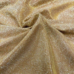 Gold Metallic Stretch Lurex Glitter Fabric, Shimmer Fabric for Apparel ...