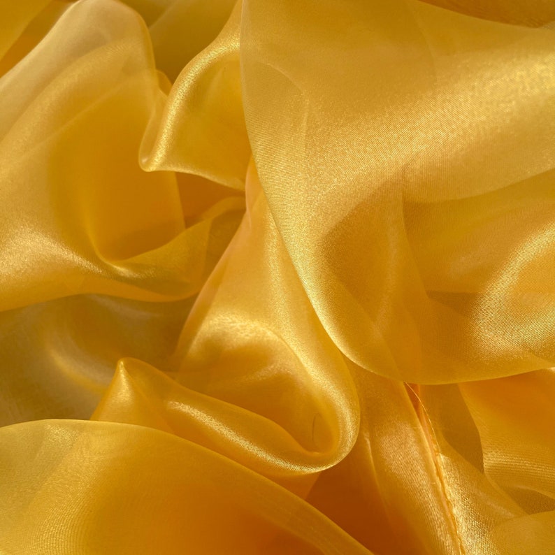Yellow Crystal Organza Fabric by the Yard, Yellow Sheer Organza Fabric ...