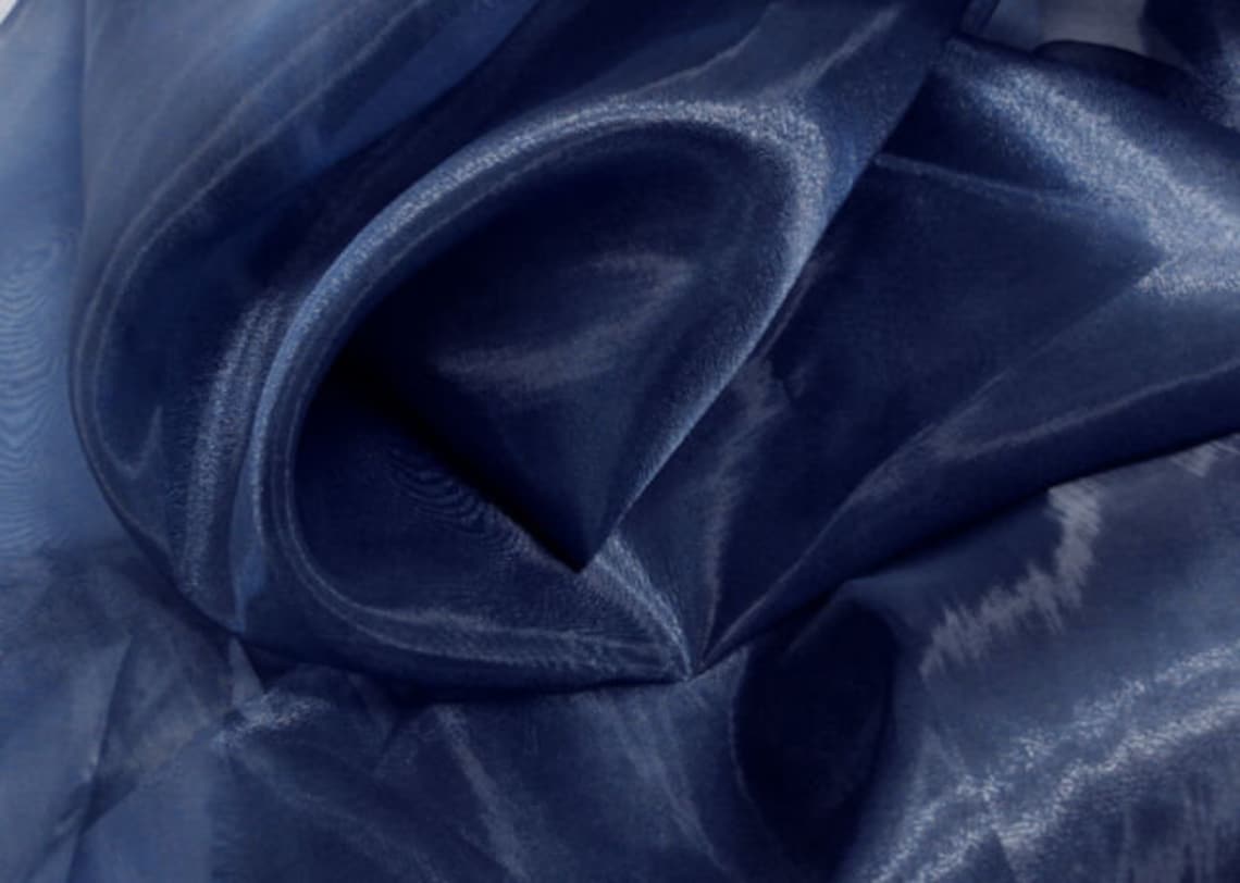 Navy Blue Crystal Organza Fabric by the Yard,lightweight Dark Blue ...