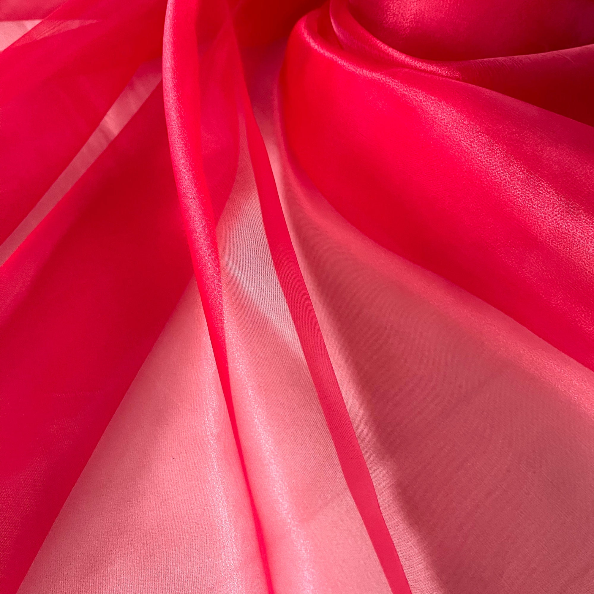 Red Crystal Organza Fabric by the Yard, Red Sheer Organza Fabric for ...