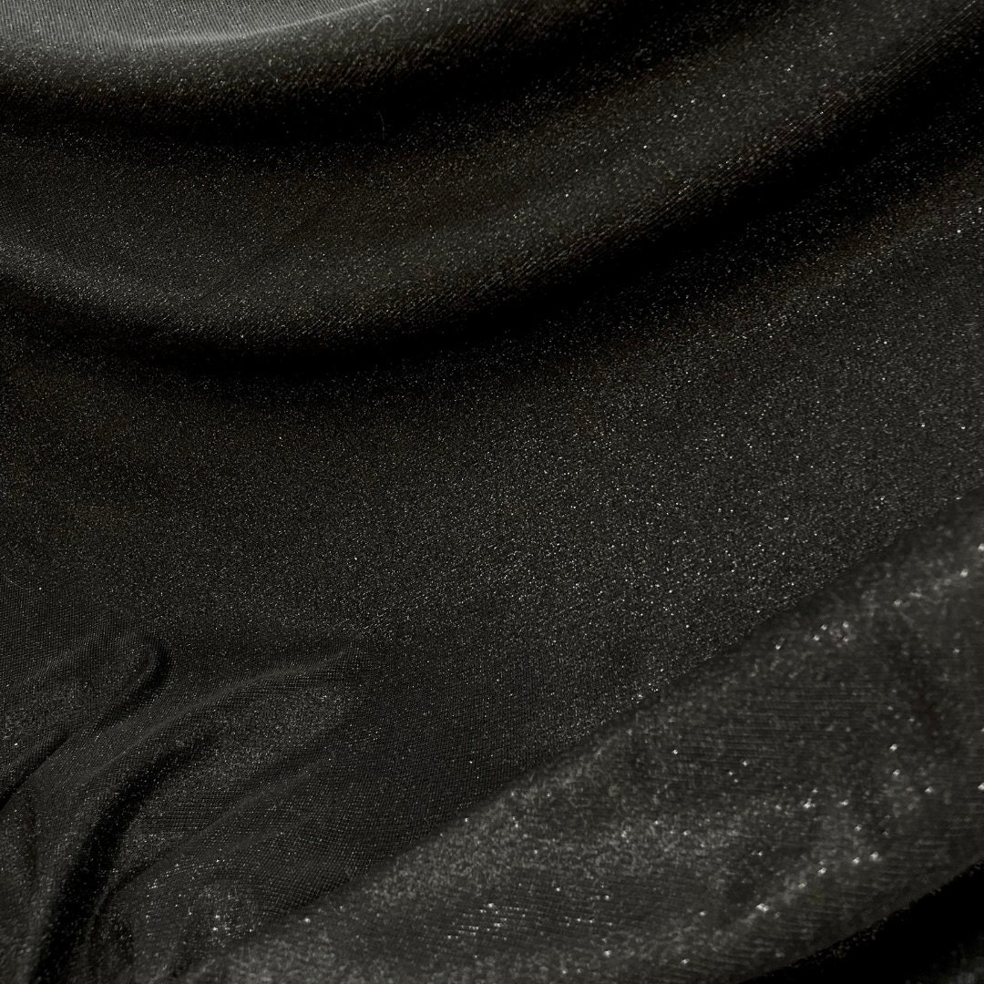 Black Metallic Stretch Lurex Glitter Fabric, Shimmer Fabric for Apparel ...