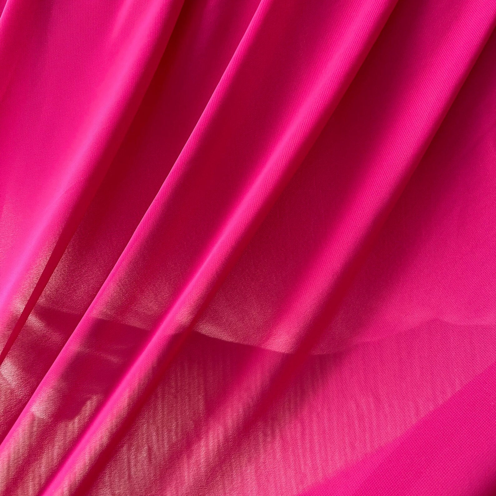 Hot Pink Chiffon Fabric, Lightweight See Through Fuchsia Chiffon Fabric ...