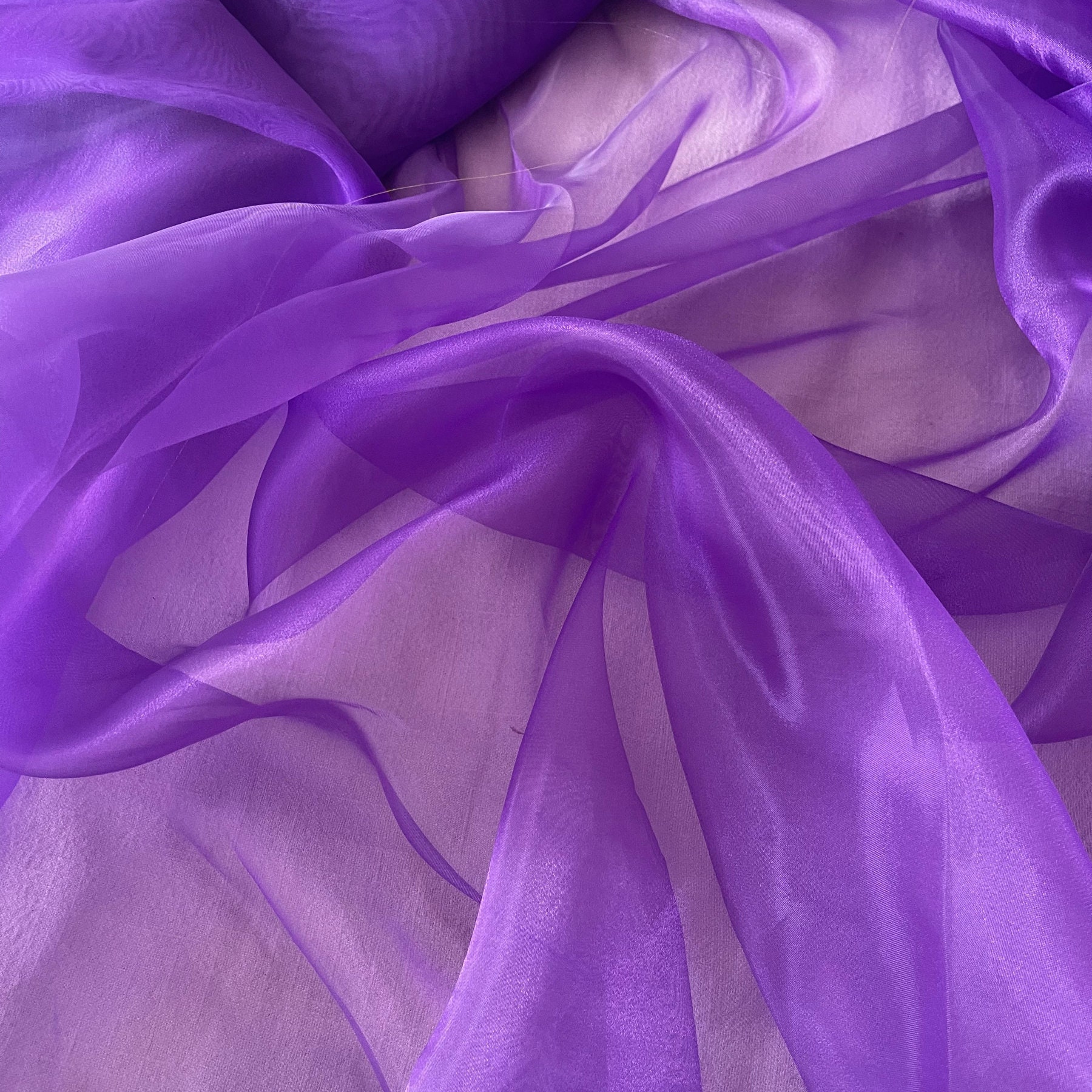 Purple Crystal Organza Fabric by the Yard, Purple Sheer Organza Fabric ...