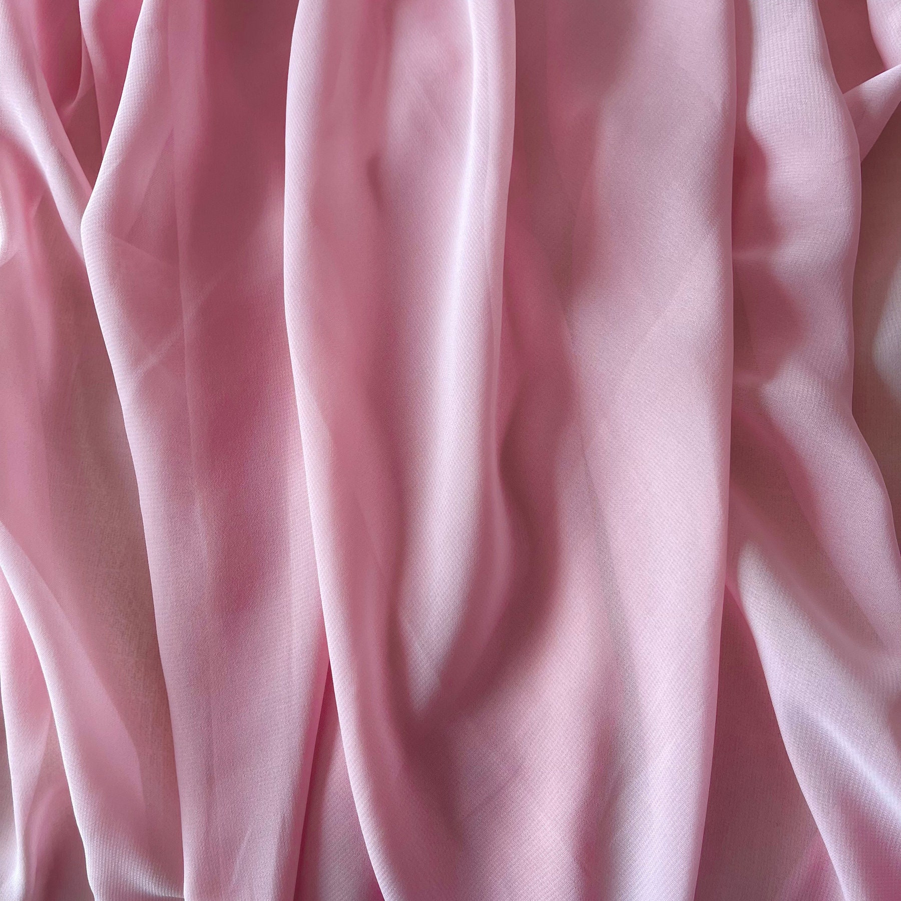Baby Pink Chiffon Fabric Pink See Through Fabric for Scarf, Gown, Dress ...