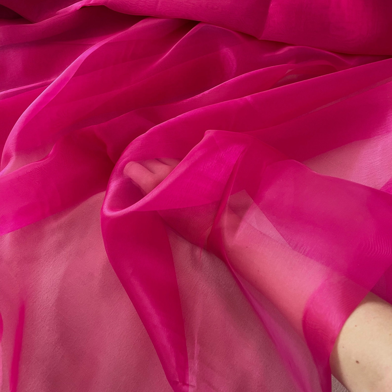Fuchsia Crystal Organza Fabric by the Yard, Hot Pink Sheer Organza ...