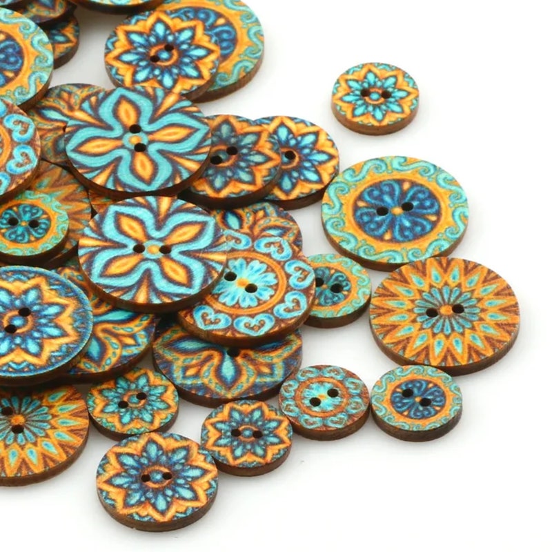 Painted Wood Buttons - Etsy